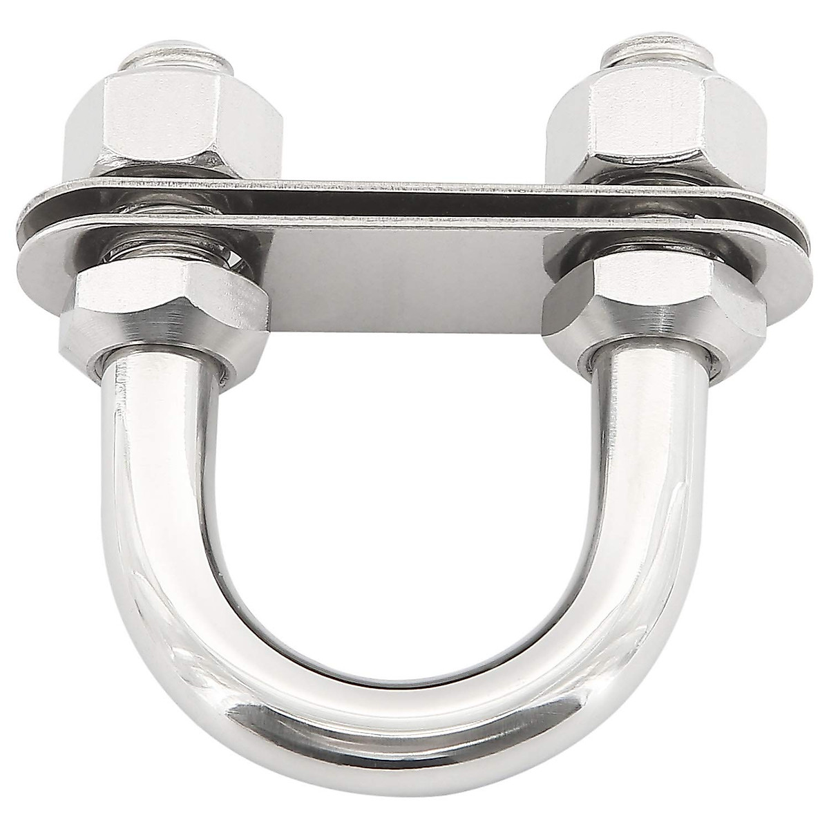 NovelBee 2pcs of Stainless Steel Stern Bow Eye Tie Down U Bolt with Hex Nuts and washers,Stock Dia. 3/7",Thread Length 1-1/4",Overall Length 3"