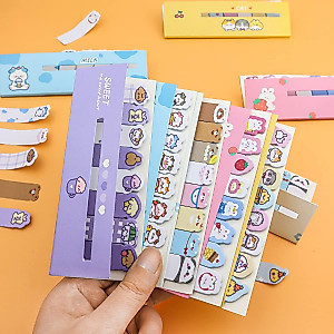 LEEFONE 10 Pack Cute Animals Bookmarks Memo Pad Sticky Note Paper Sticky Notes Page Flags, 5 Styles Self-Stick Tab Bookmark Marker Pad for Office School, 120 Sheets/Pack, 1200 Sheets