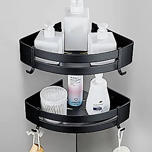 DHDestined Fateful 2 Pack Adhesive Corner Shower Caddy Organizer Shelf, No Drilling Kitchen Racks Shower Organizer Basket, Aluminum Storage Organizer for Shower Bathroom Kitchen Toilet