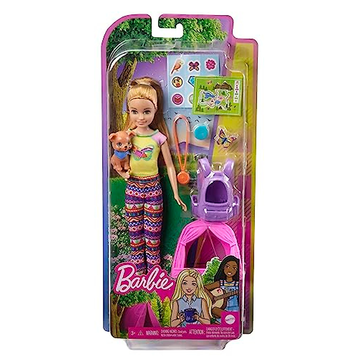 Barbie It Takes Two Stacie Doll & Accessories, Camping Playset with Doll, Pet Tent, Puppy, Sticker Sheet & Accessories