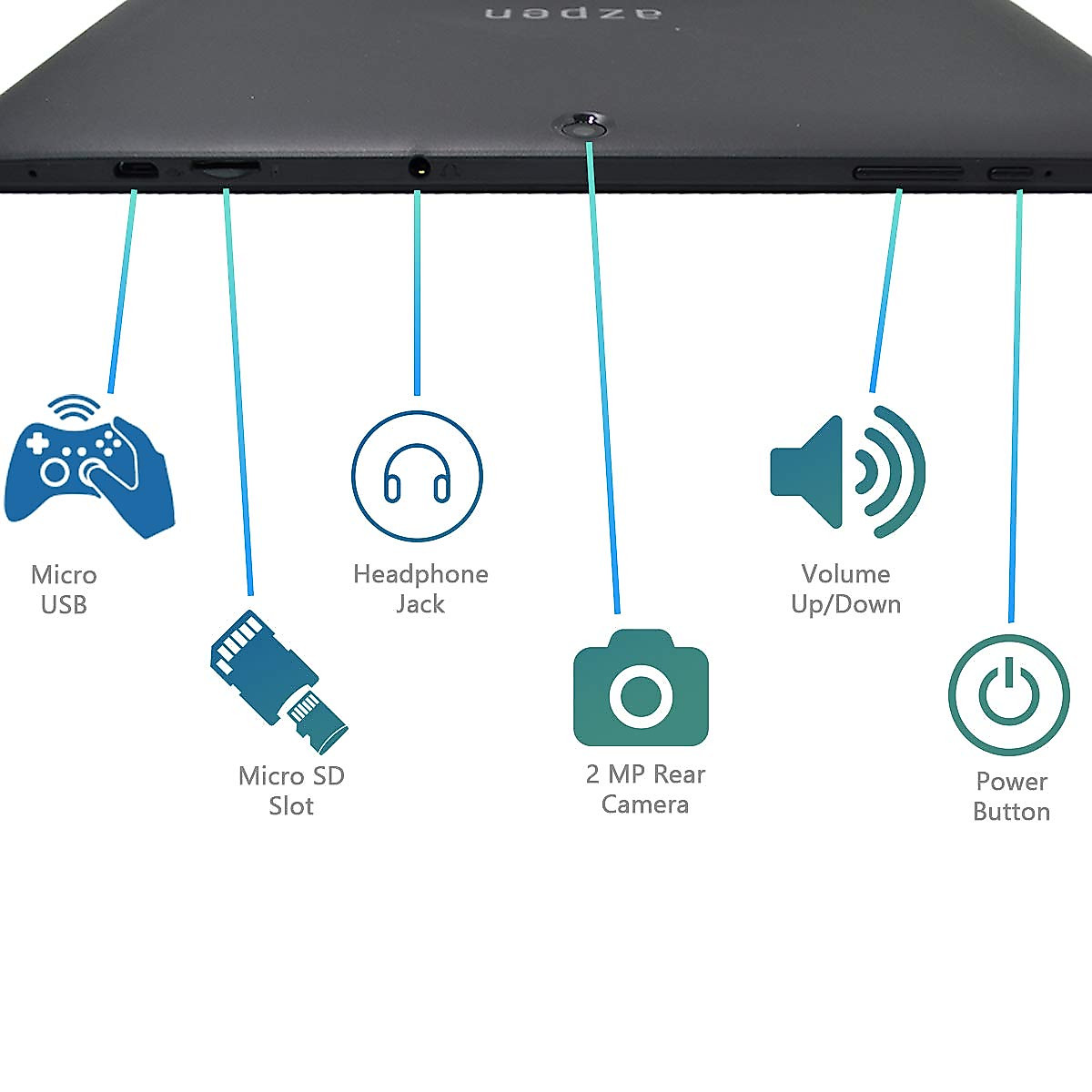 Azpen 10 Inch Android 10 OS Google Certified Tablet Dual Cameras HD 1280 x 800 IPS Display 2GB RAM 32GB Storage Bluetooth GPS