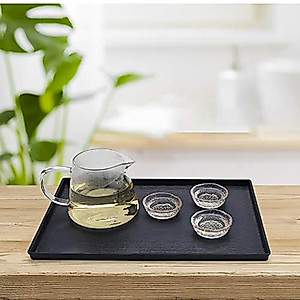 Cedilis 2 Pack Rectangular Serving Trays, Non-Slip Multi-Purpose Plastic Tray for Coffee Table, Kitchen, Parties