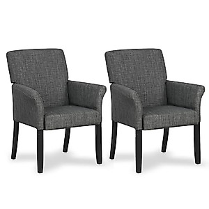 Giantex Office Waiting Room Chairs, Set of 2 Fabric Executive Guest Chair, Upholstered Reception Chair with Padded Arms, Backrest, Wood Legs, Guest Chairs for Meeting Room, Dining Room