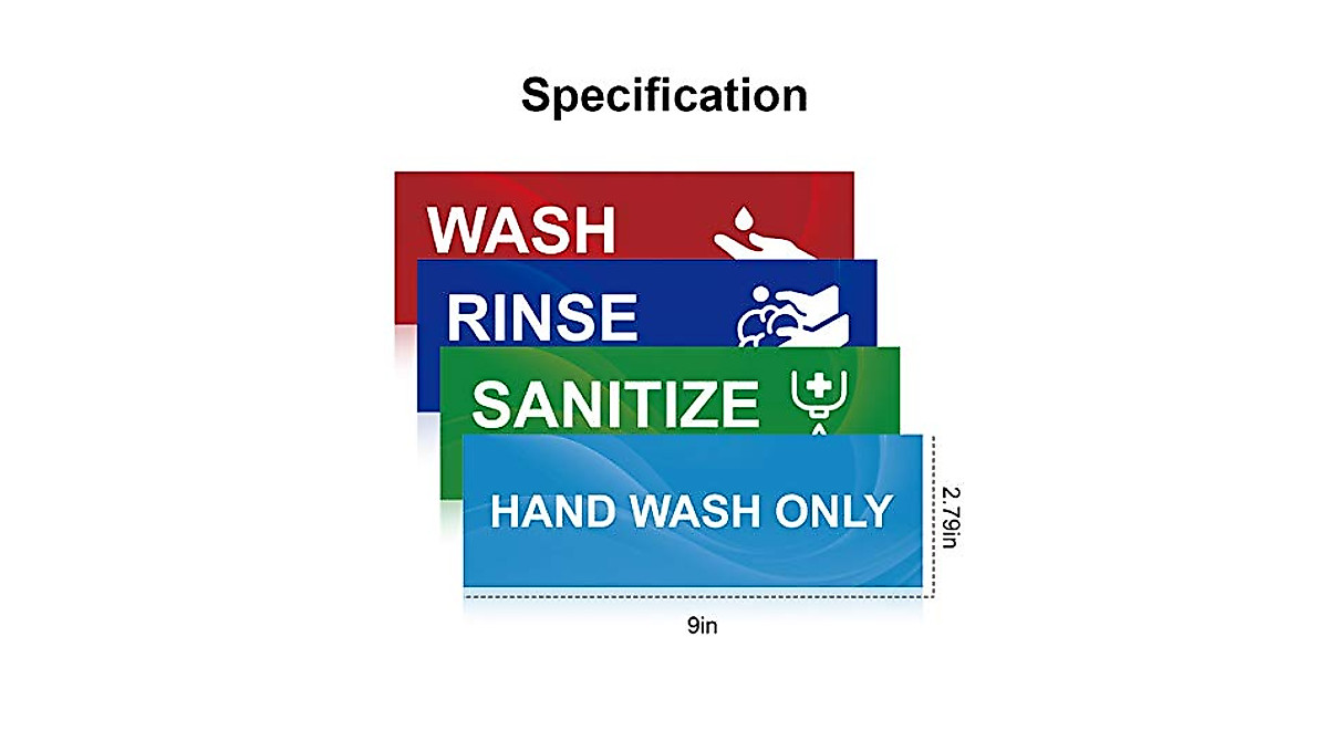 Wash Rinse Sanitize Sink Labels for Commercial Use