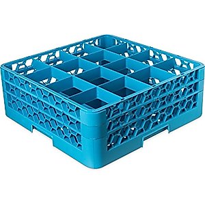 Carlisle FoodService Products RG16-214 FBA_RG16214 16 Compartment Glass Rack with 2 Extenders, 7.12", Blue