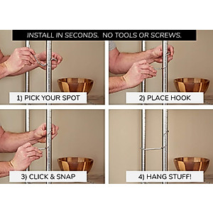 Pole Hooks 5-Pack | Utility Hanger Chrome | Best Solution for Garage Shelving Storage Organization | Use with Metal or Wire Shelves and Racks | Heavy Duty, Easy Installation