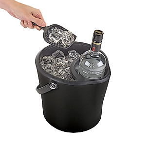 Polder Chill Station for Wine, Champagne, Spirits and More - Separate Compartment for Fresh Ice, Silicone Wiping Ring to Remove any Moisture on Bottles, Includes Plastic Scoop