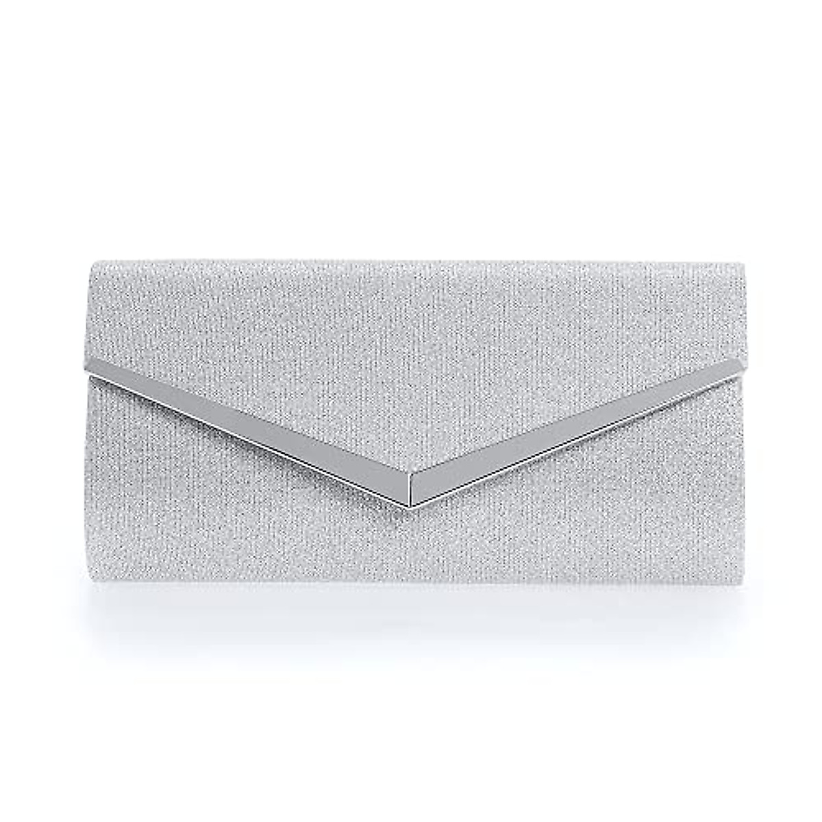 CHARMING TAILOR Dazzling Small Wedding Clutch Purse Party Formal Glitter Evening Bag (Silver)