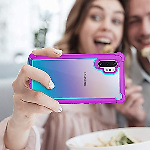 KSELF Case for Samsung Galaxy Note 10 Plus Case With Screen Protector, Full Body Protective Hybrid Dual layer Shockproof Acrylic Back Case Cover for Galaxy Note 10 Plus 5G 6.8 inch (Purple Light Blue)