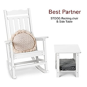 Stoog Set of 2 Outdoor Rocking Chairs, Hips Plastic Porch Rocker with 400 lbs Weight Capacity, for Backyard, Fire Pit, Lawn, Garden and Indoor (White)