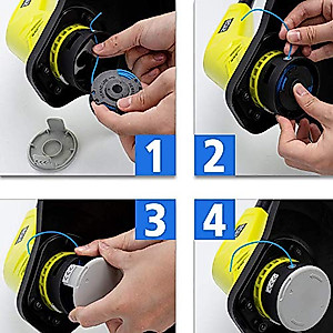 AC14RL3A 0.065" Autofeed String Trimmer Replacement Spool Line Compatible with Ryobi One+ AC14RL3A 18V, 24V,40V Cordless Trimmers,10 Pack (8 Replacement Spool, 2 Trimmer Cap),by LIYYOO