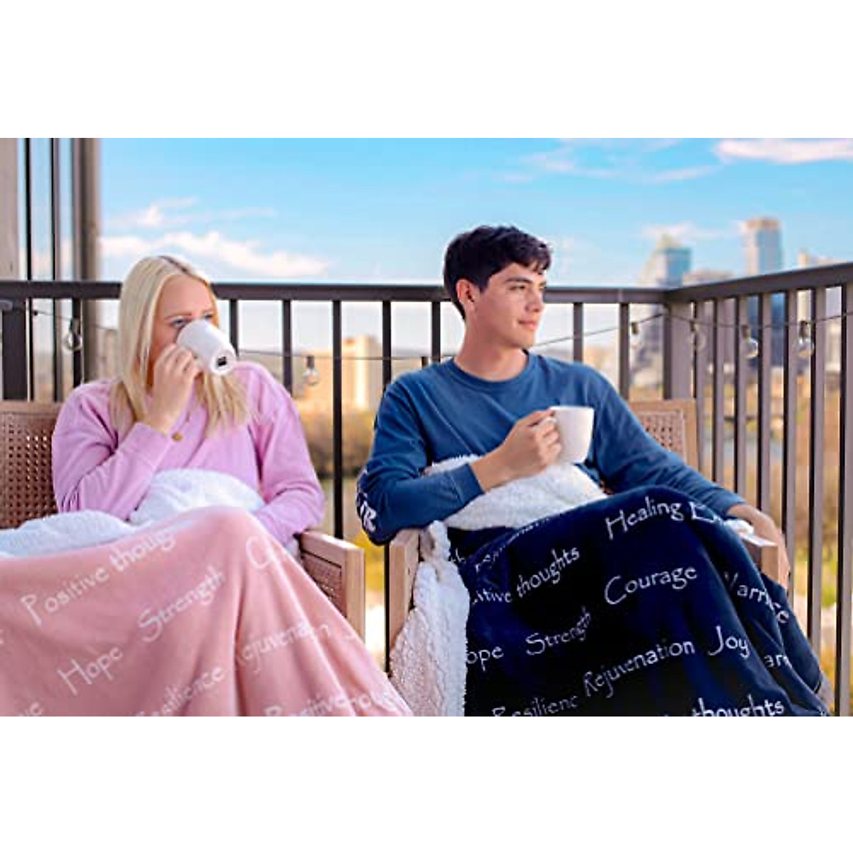 WOLF CREEK BLANKET Co. - Compassion Blanket - Strength Courage Super Soft Warm Hugs, Get Well Gift Blanket Healing Thoughts Positive Energy Love & Hope & Fluffy Comfort (50 x 65 Navy Blue)