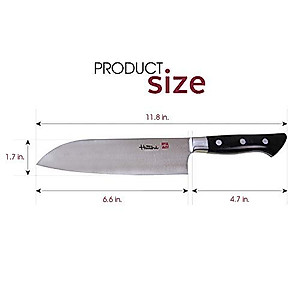 JCK ORIGINAL Hattori Japanese Chef’s Knife, FH-4L Professional Santoku Knife, VG-10 Cobalt Steel Pro Kitchen Knife with Ergonomic Black Linen Micarta Handle, 6.6 inch