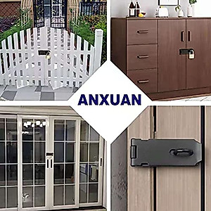 Axuansor Padlock Latch Lock 3 Inch Stainless Steel Hasp Lock Latch Matte Black Door Lock Hasp Latch with Screws for Door Shed Cabinet 2 Pack