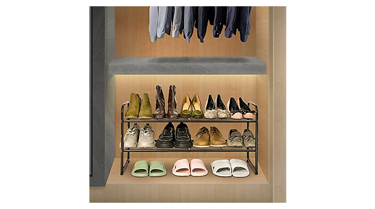 GEORIS 2-Tier Shoe Rack - Space-Saving Organizer for 15 Pairs