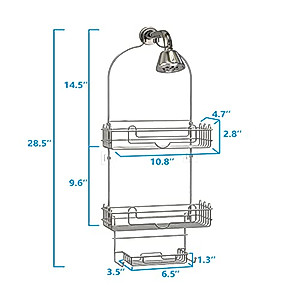 Bextsrack Hanging Shower Caddy Organizer, SUS201 Stainless Steel Bathroom Over Shower Head Caddy for Shampoo, Conditioner, Soap, Towels and More, Chrome