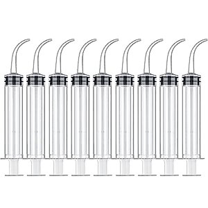 9 Pack 12ml/cc Dental Syringe with Curved Tip & Measurement Disposable Graduated Dental Irrigation Syringe for Oral Dental Care, Tonsil Stones Removing, Lab, Feed Small Pet (Curved-No Measurement)
