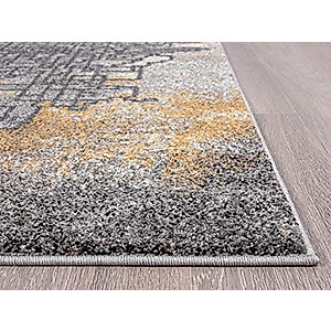Abani Grey & Yellow Abstract Art Area Rug, Contemporary Style Rugs Laguna Collection Modern 7'9" x 10'2" Rectangle Accent Rug