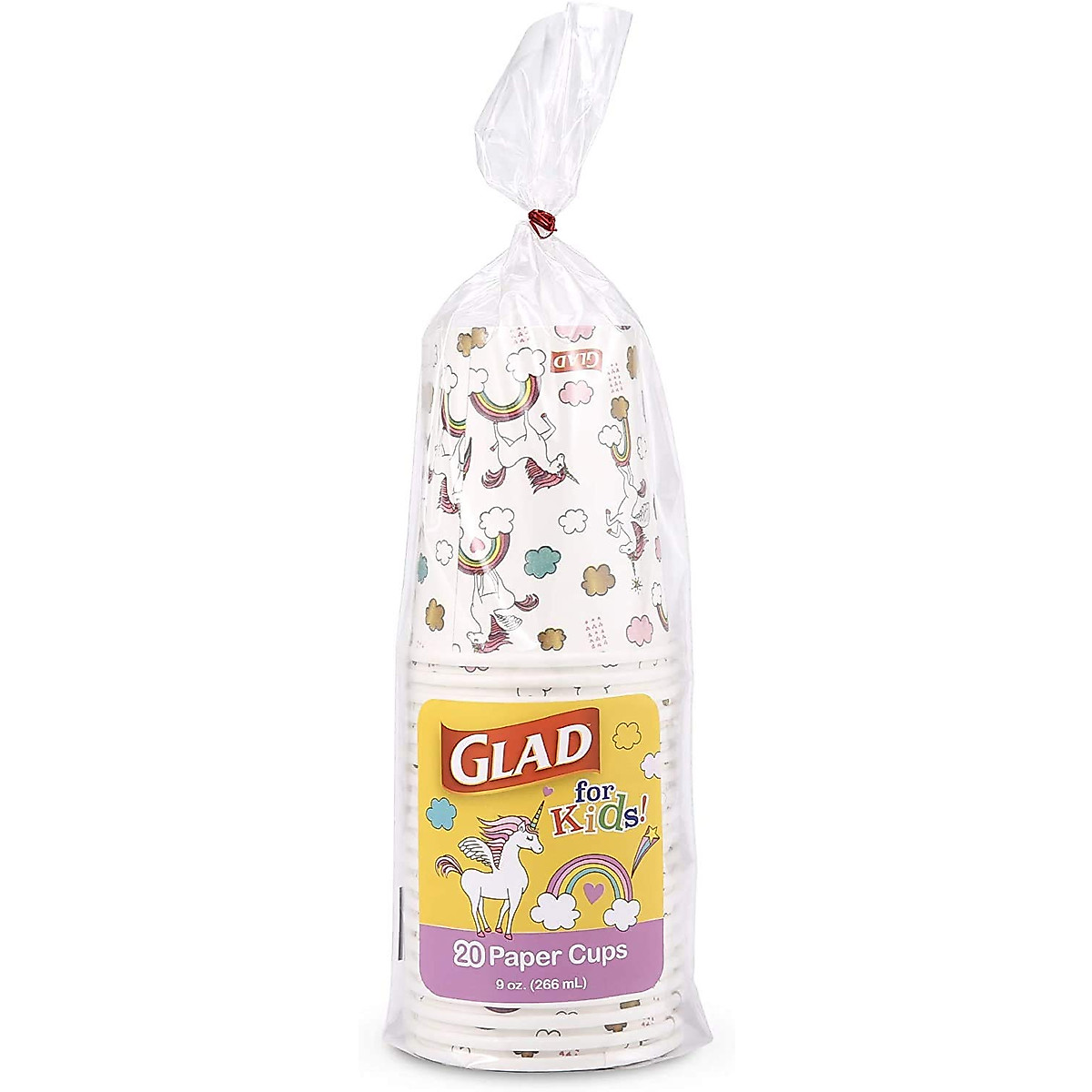 Glad for Kids Unicorn Paper Cups, 20 Count - 6 Pack White Paper Cups with Unicorn Design for Kids - Heavy Duty Disposable Paper Cups for Everyday Use and All Occasions, 120 Cups Total