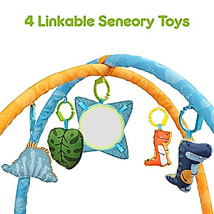 BATTOP Baby Play Mat Activity Gym with Ball Pit,4-in-1 Tummy Time Mat for Baby to Toddler,with Sensory Toys,Mirror,Head Rest,Cognitive Development Baby Play Center for Newborns,Infants (Green)