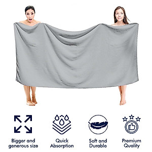 SALBAKOS - Turkish Bath Sheet - Luxury & Quick Dry Bath Sheet Made with 100% Turkish Cotton, Absorbent & Ultra Comfy Sheets for Hotels & Spa | 40"x80" (Silver)