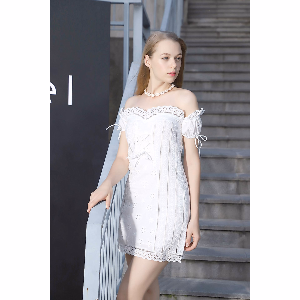 Cilkus Natural Shell Necklace Bracelet Anklet Set, Handmade Adjustable Pearl Buckle Summer Boho Hawaii Beach Seashell Choker Jewelry Gift for Women Girls (White)