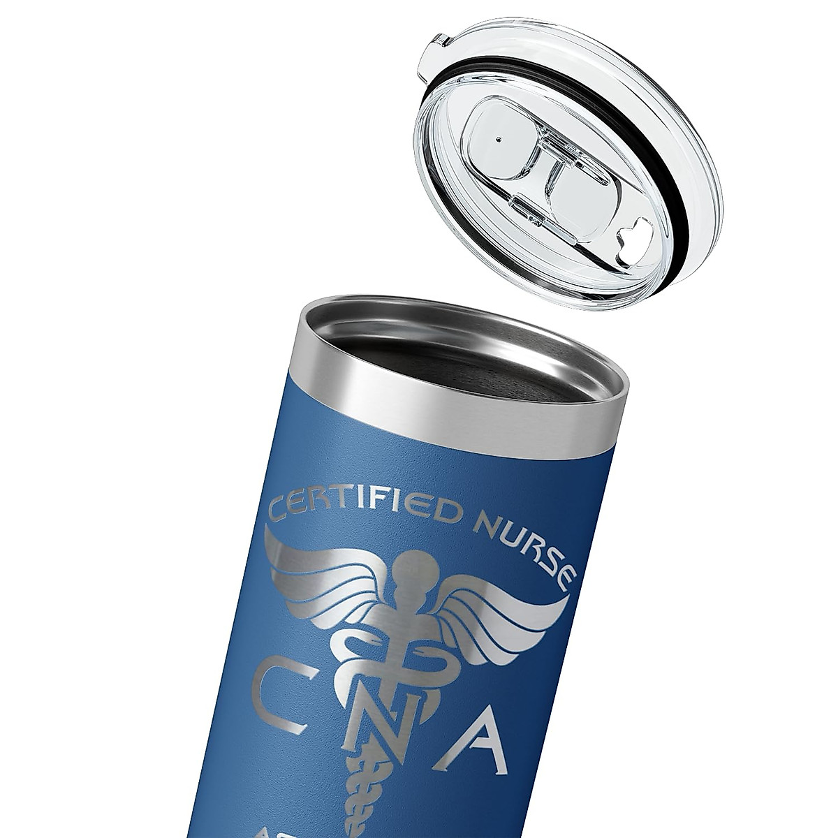 Personalized CNA Certified Nurse Assistant Gift on Blue 22 oz Stainless Steel Skinny Tumbler Custom Engraved Gifts for Men and Women