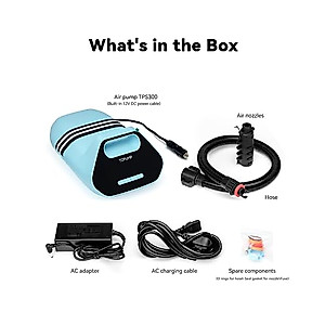 TOPUMP 7800mAh Rechargable SUP Air Pump TPS300,20PSI Electric Paddle Board Pump with Auto-Off Feature, Dual Stage Inflation & Deflation, AC/DC Battery for SUP, Inflatable Tent, Boat, Kayak