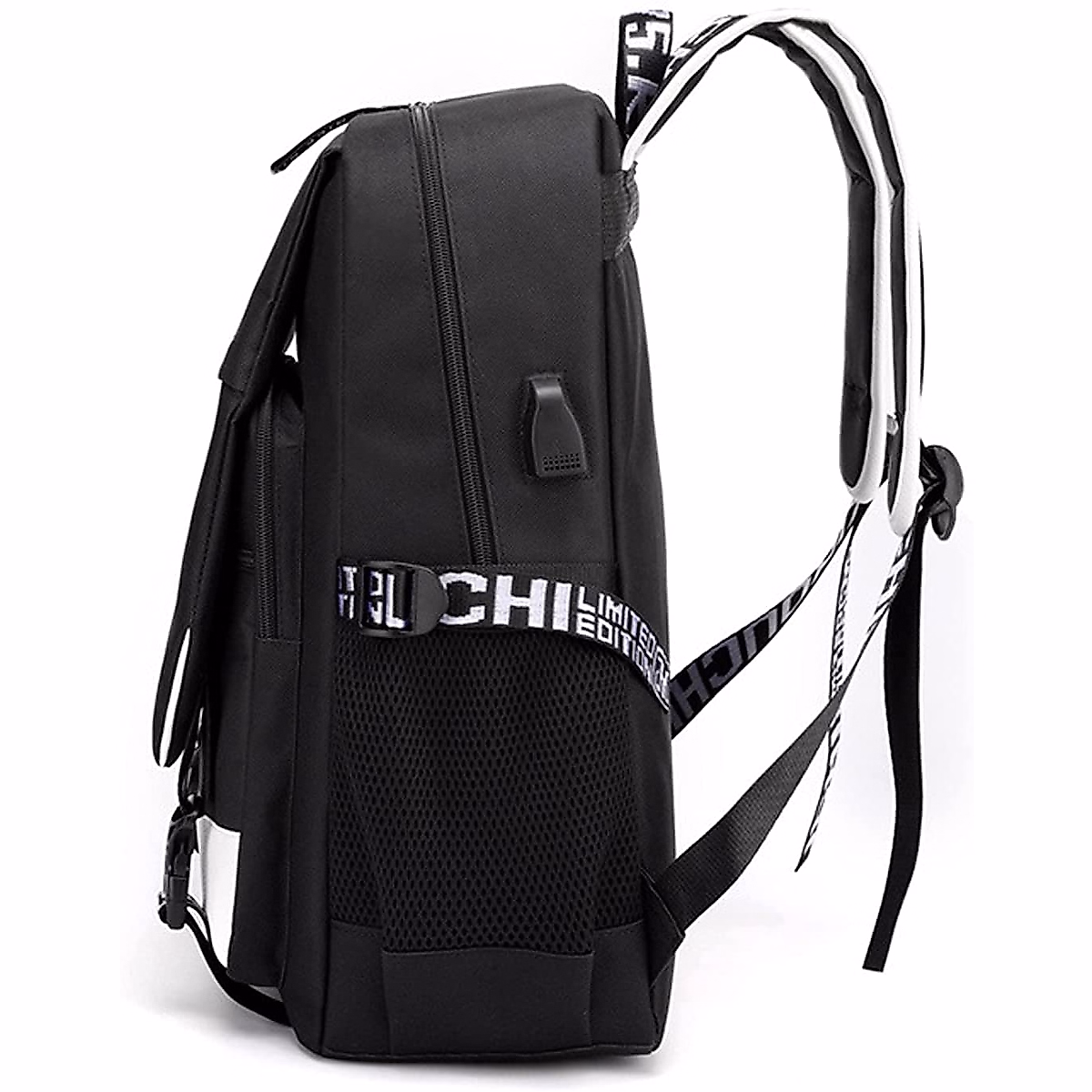 jupkem Jupkem Anime hanma baki Backpack Bag USB with Charging Port Student School Bag Laptop Cosplay for Boys Girls (black)