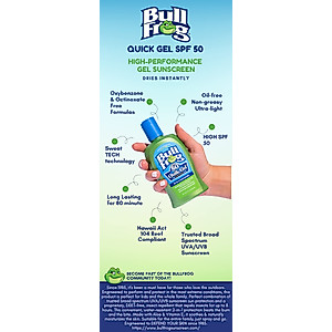 Bullfrog Quik Gel Sunscreen SPF 50 | Oxybenzone & Octinoxate Free | Broad Spectrum Moisturizing UVA/UVB, 5oz…