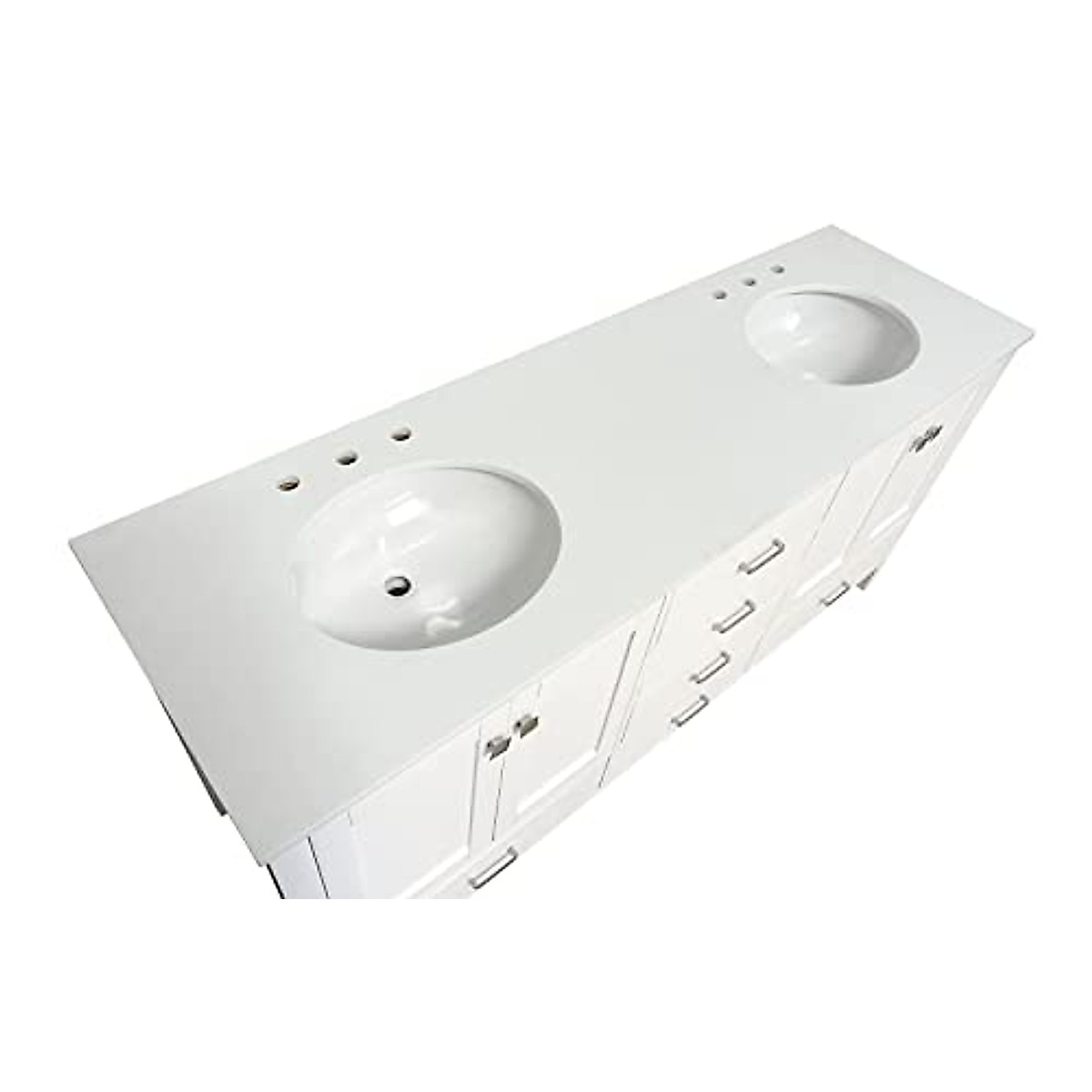 Kitchen Bath Collection Horizon 72-inch Double Bathroom Vanity (Engineered White/White): Includes White Cabinet with Engineered White Countertop and White Ceramic Sinks