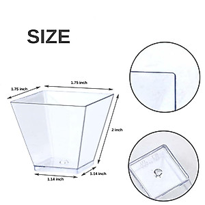 Dessert Cups Clear Square Plastic Mini Cube 2oz Shot Glass Pack of 40