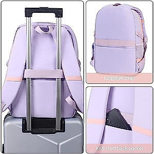 VIRTUREVI School Backpack for Girls Waterproof Laptop Backpack School Bag Bookbag for Teen Girls Purple