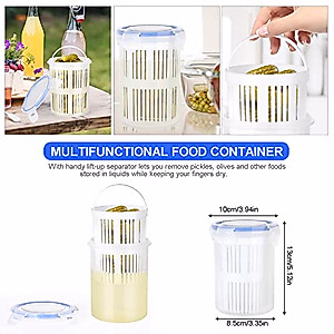 BestAlice 2 Pack Pickle Jar with Strainer Insert, Transparent Pickle Storage Container with Leaks-Proof and Lock It Lid, Pickle Holder Keeper Lifter, Barrel of Olive Jalapeno, Food Storage Container