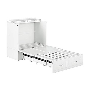 AFI Southampton Murphy Bed Chest with Charging Station, Twin XL, White