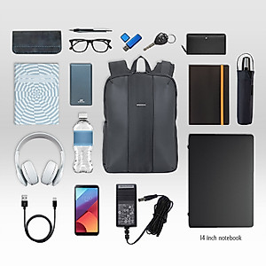 Rivacase 8125 Slim, Business Backpack, 14-inch Laptop Case, Unisex, Faux Leather Back Pack, Black