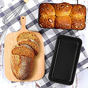 Homikit Loaf Pan Set of 2, 9 x 5 Inch Stainless Steel Bread Loaf Pans for Baking Homemade Banana Sandwich Cake, Medium Metal Meat Loaf Pan Tins Nonstick & Healthy, Oven Safe