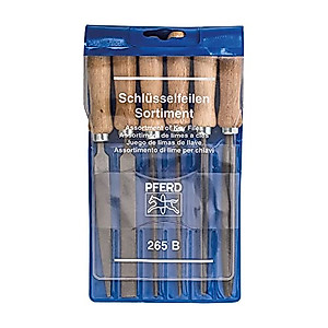 Pferd Key File Set 265 B in Plastic Pouch, 6 Files, 4 inch, with Wooden Handles, 17012 – Ideal for Fine and Delicate Filing
