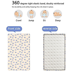 Polka Dot Themed Fitted Mini Crib Sheets,Portable Mini Crib Sheets Toddler Bed Mattress Sheets-Crib Mattress Sheet or Toddler Bed Sheet,24“ x38“,Multicolor
