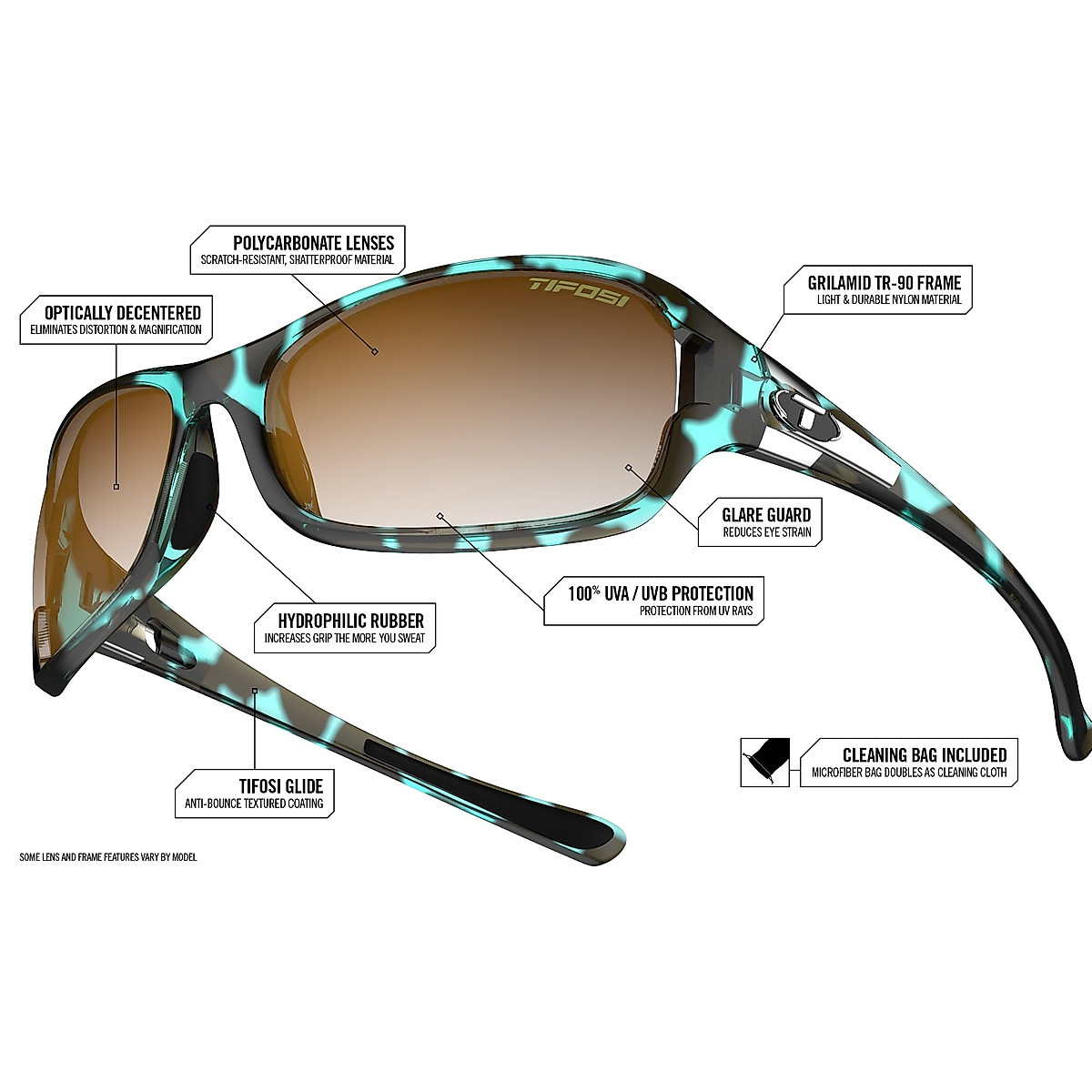 Tifosi Women's DEA Sl Wrap, Blue Tortoise, 64mm Lens Width