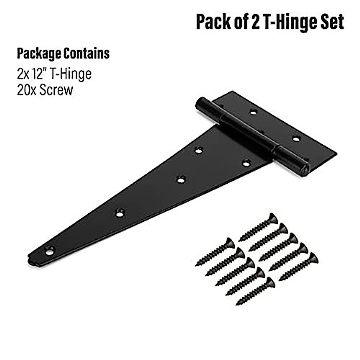 PRIZOM 12Inch T-Strap Shed Door Hinges Gate Strap Hinges Wrought Hardware for Wooden Fences,Yard,Barn Door,Rustproof
