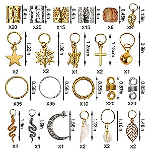 WNJ Hair Clip, 241pcs Dreadlock Jewelry for Women Braids, Hair Accessories with Metal Gold Rings, Cuffs, Clips for Hair Decorations
