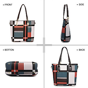 6-Pcs Handbags Set for Women Faux Leather Tote Bag Fashion Top-Handle Handbag Shoulder Bags Crossbody Totes Satchel Purses & Wristlet Wallet Purse Set-Green