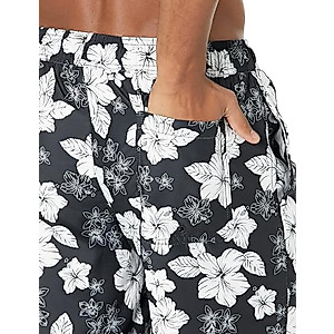 Amazon Essentials Men's 9" Quick-Dry Swim Trunk, Black Hibiscus Flower, XX-Large