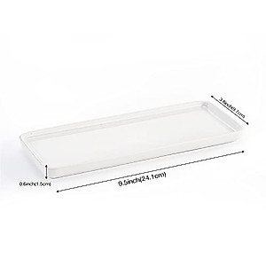 Ceramic Tray, Bathroom Sink Tray, Kitchen Countertop Tray, Vanity Tray, Cosmetics Dish, Candle Tray, Dessert Tray, Perfume Shampoo Liquid Soap Tray,Simple Style Design Suit for Home (White)