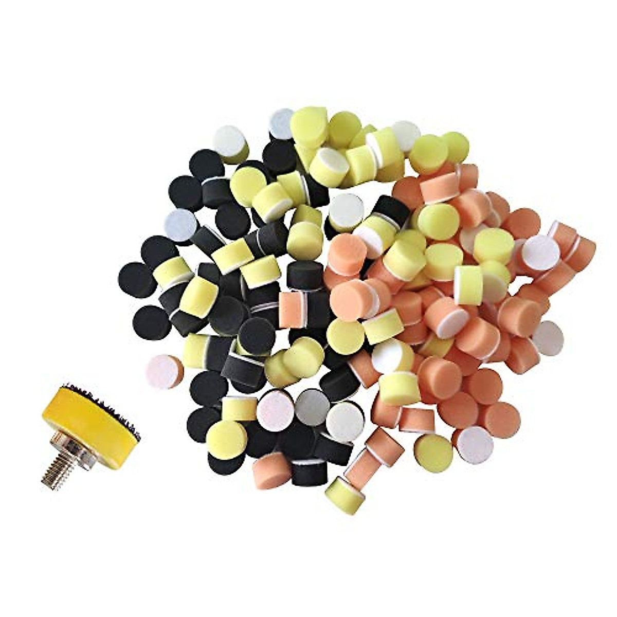 SHINA 150pcs 1 Inch 25mm Buff Polishing Polisher Pad Kit with 1pc M6 Backer Plate for Car Polisher