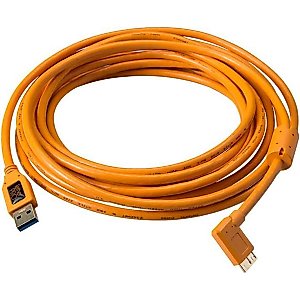 Tether Tools TetherPro USB 3.0 to Micro-B Right Angle Cable | for Fast Transfer and Connection Between Camera and Computer | High Visibility Orange | 15 Feet (4.6 m)