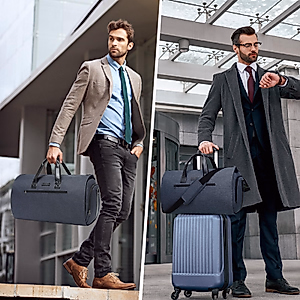 Suit Garment Bags for Men Travel, zalupri Convertible Carry on Garment Bags with Shoulder Strap - 2 in 1 Hanging Suitcase Suit Duffel Bag for Men Women, Black