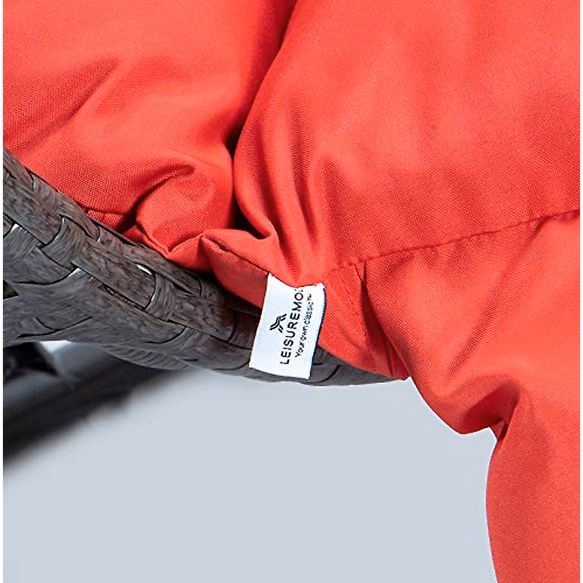 LeisureMod 2 Person Hanging Double Swing Chair, X-Large Wicker Rattan Egg Chair with Stand and Cushion for Indoor Outdoor Patio Garden (Red)