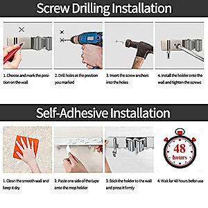 Broom Mop Holder Wall Mount Heavy Duty Tool, Garage Storag Racks Wall Mounted Broom Hanger for Home, Kitchen, Garden, Garage, Landry Organization and Storage